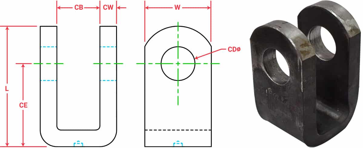 USA-Made Formed Clevis Mounts for Hydraulic Cylinders