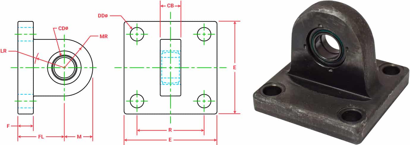 Spherical Eye Bracket Mounts for Hydraulic Cylinders