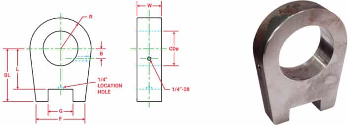 Spherical Tang Rod End Mounts for Hydraulic Cylinders